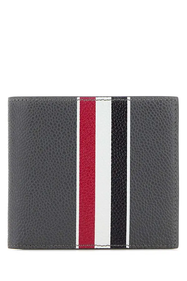 Thom Browne Grey Leather Wallet - Gray