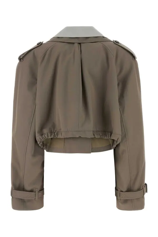 Attico Double Breasted Gabardine Trench Coat - Gray