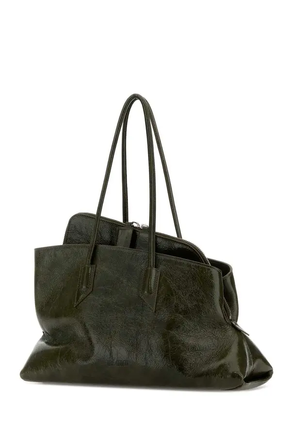 Attico La Passeggiata Medium Shoulder Bag In Olive Leather - Green