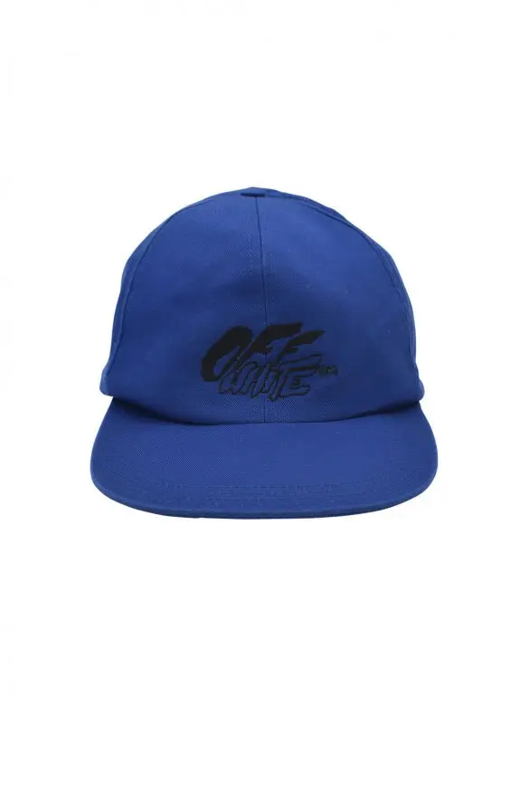 Off-White Cotton Baseball Cap With Embroidered Logo - Blue