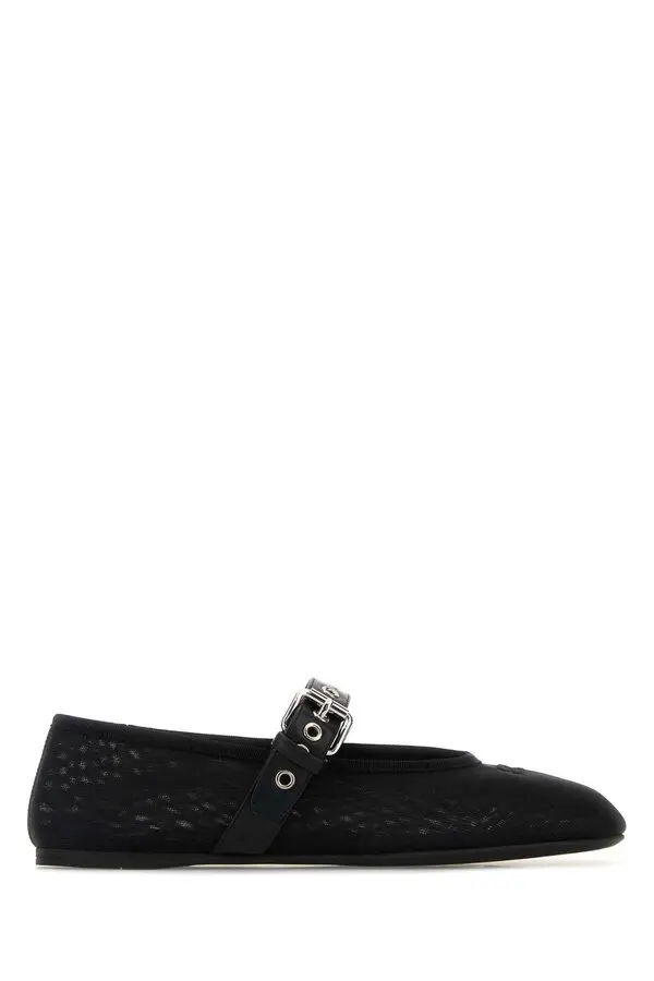 Miu Miu Mesh Ballerinas With Buckle Detail