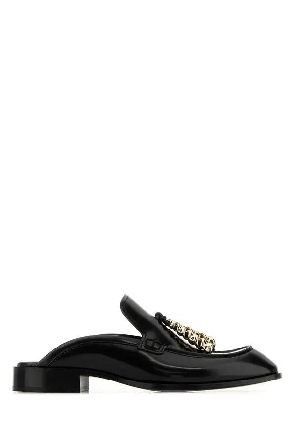 Loewe Leather Chain Detail Mules - Black
