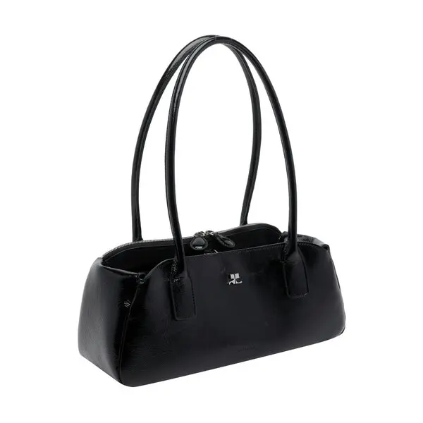 COURREGES Strip Naplack Shoulder Bag - Black