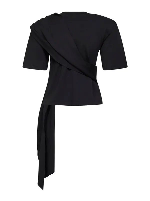 Giuseppe Di Morabito Black Stretch Jersey T-shirt With Crystal Feather Detail - Multicolor