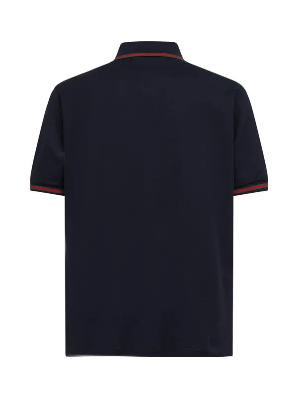 Gucci Dark Blue Stretch Cotton Pique Embroidered Polo Shirt - Multicolor