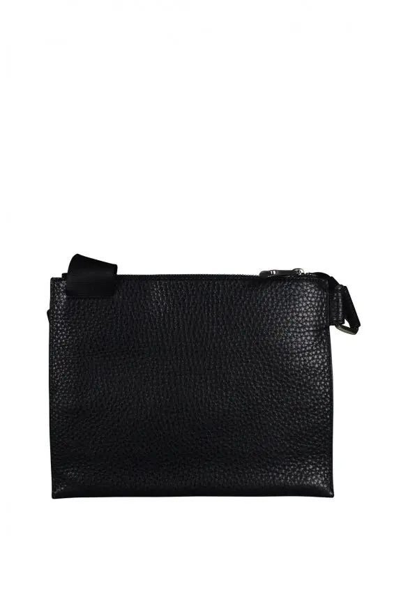 Fendi Grained Calf Leather Clutch With Logo Print