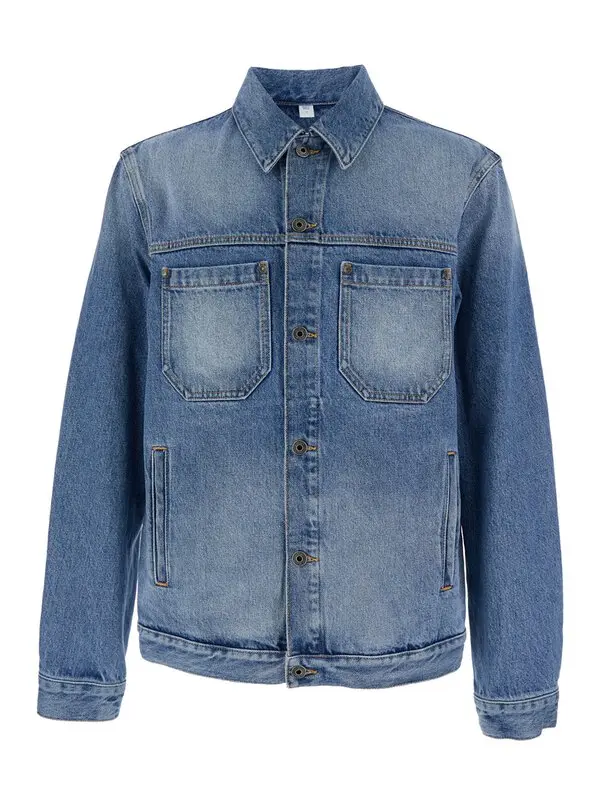 Off-White Blue Denim Jacket With Maxi Logo - Multicolor
