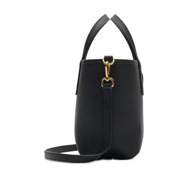 Burberry Calf Leather Check Reverse Tote Bag With Detachable Strap