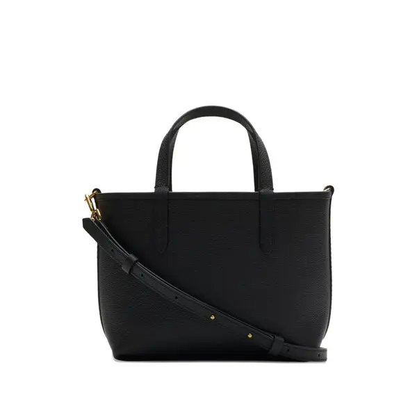 Burberry Calf Leather Check Reverse Tote Bag With Detachable Strap
