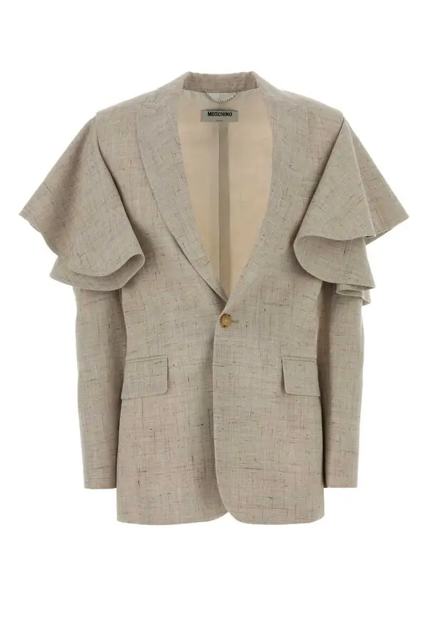 Moschino Melange Sand Jersey Blazer - Brown