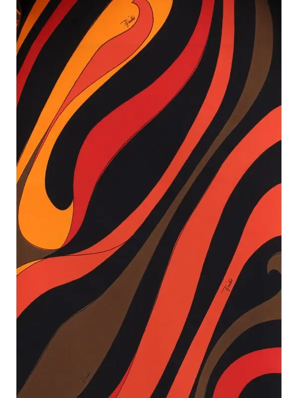 Emilio Pucci Marmo Print Silk Cape Dress - Orange