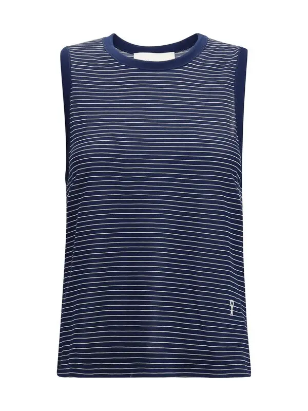 Ami Striped Cotton Tank Top