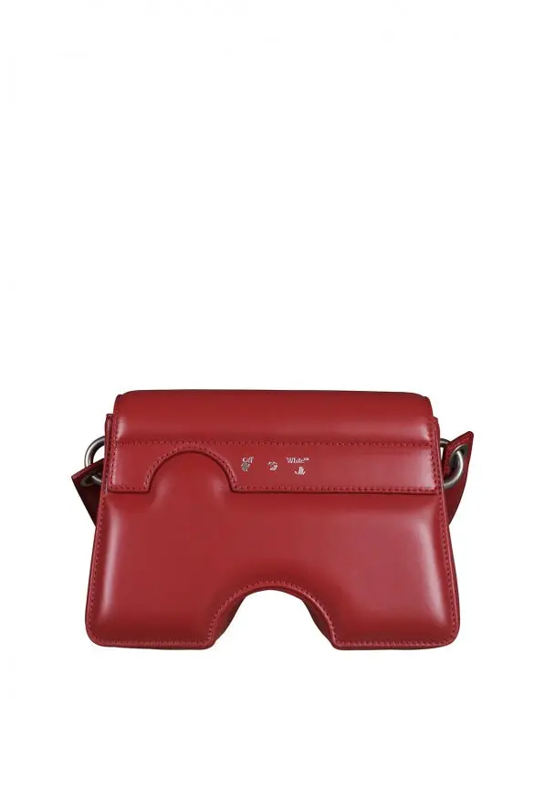 Off-White Calf Leather Cut Out Shoulder Bag - Red