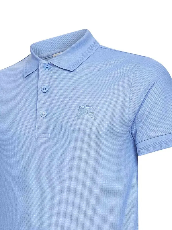 Burberry Light Blue Cotton Piqué Polo Shirt With Embroidery - Multicolor