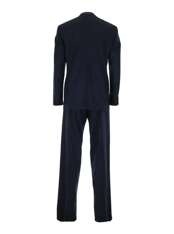 Giorgio Armani Blue Double-breasted Suit With Peak Revers And Two Pockets On The Front In Wool - Multicolor