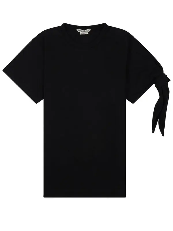 JW Anderson Cotton T-shirt With Tie Detail - Black