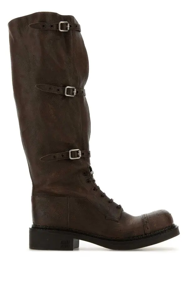 Miu Miu Calf Leather Boots - Brown