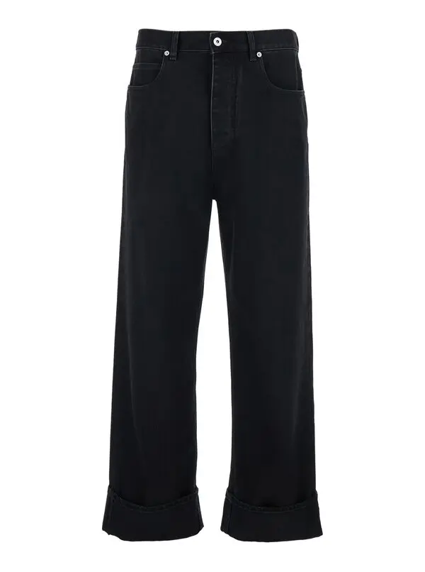 Bottega Veneta Black Denim Five-pocket Jeans With Folded Hem