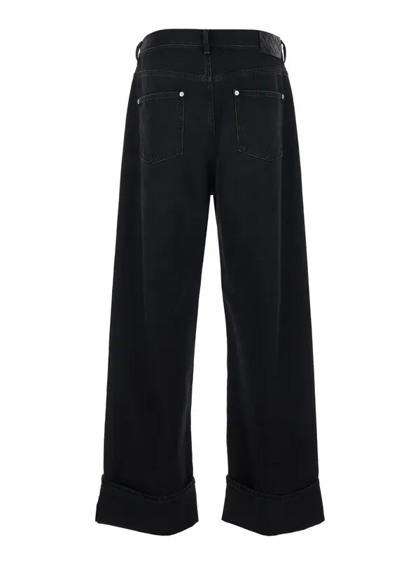 Bottega Veneta Black Denim Five-pocket Jeans With Folded Hem