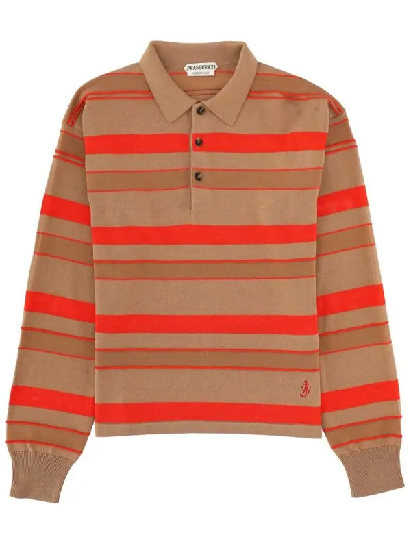 JW Anderson Striped Knit Polo - Cream