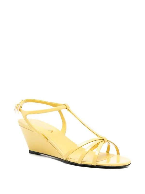 Prada Leather Wedge Sandals - Multicolor