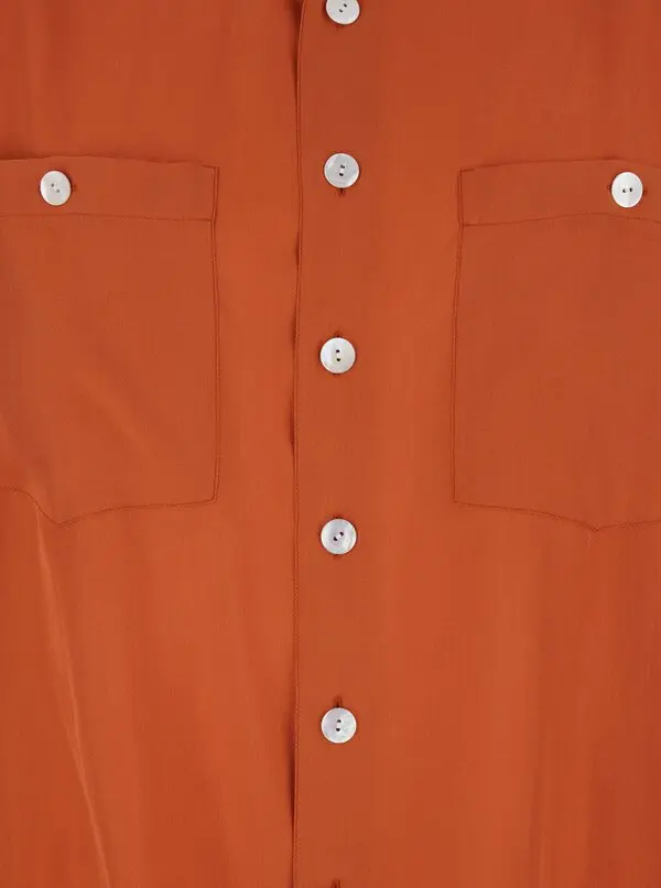 Saint Laurent Orange Silk Classic Collar Shirt For