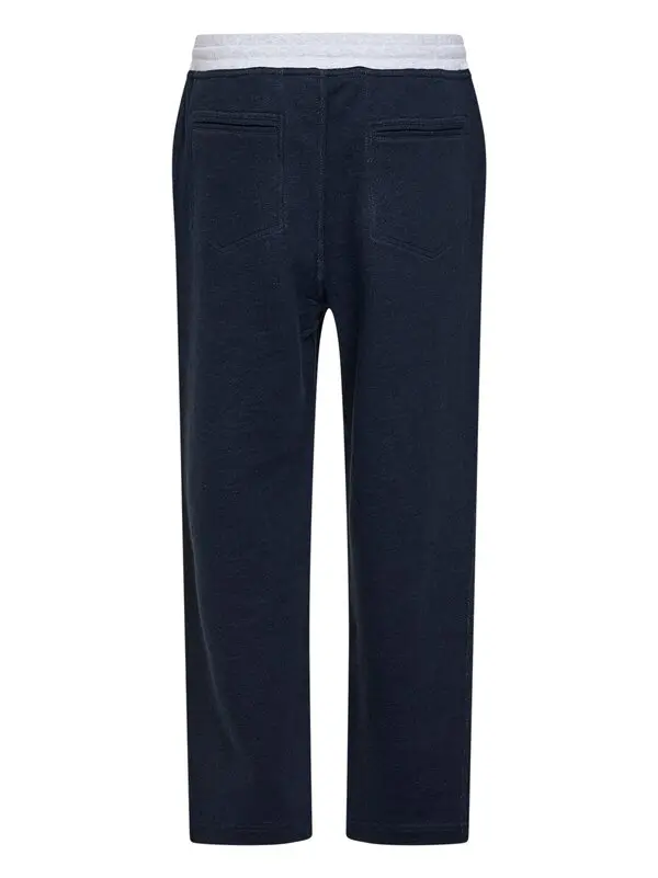 Brunello Cucinelli Navy Blue Cotton And Linen Jogger Trousers - Multicolor