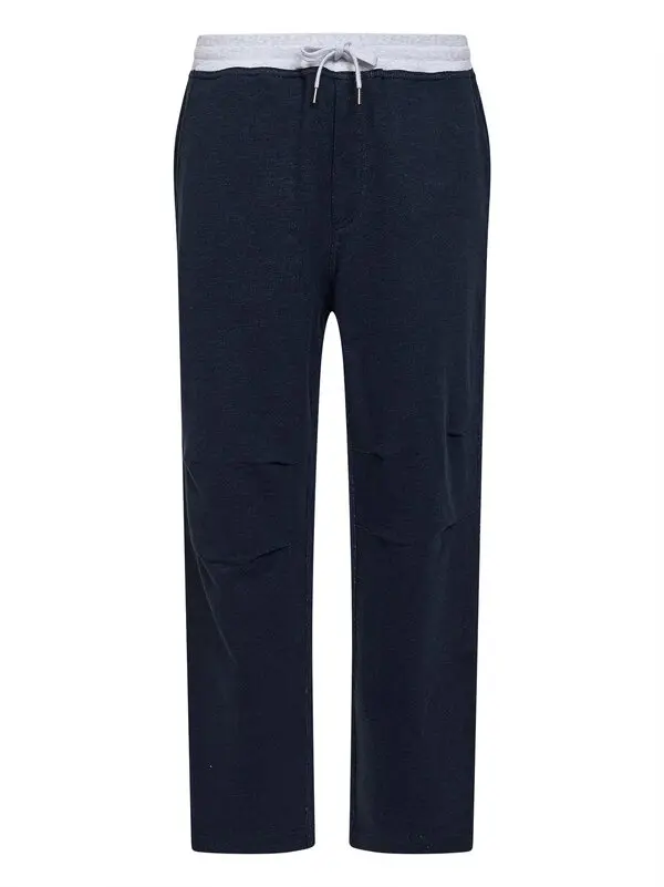 Brunello Cucinelli Navy Blue Cotton And Linen Jogger Trousers - Multicolor