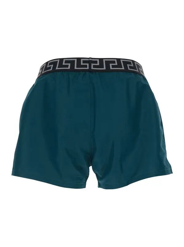 Versace Tech Fabric Swim Shorts With Greca Motif - Green