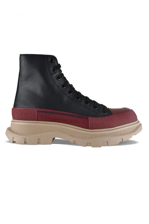 Alexander McQueen Tread Slick High-top Leather Sneakers - Black