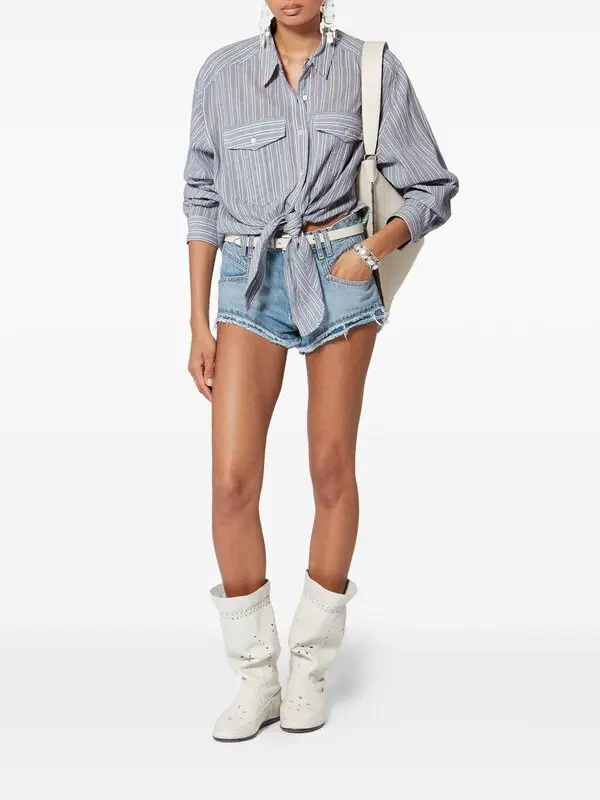 Isabel Marant Étoile Striped Cotton Shirt With Front Tie Detail