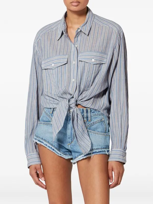 Isabel Marant Étoile Striped Cotton Shirt With Front Tie Detail