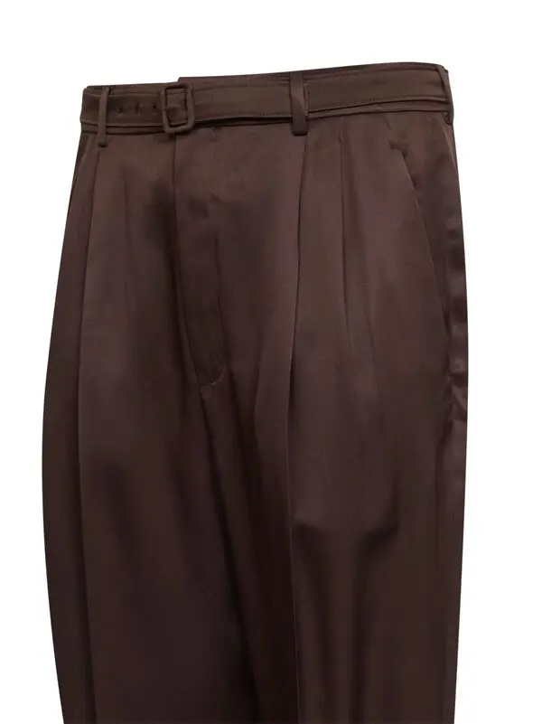 Saint Laurent Chocolate Duchesse Silk Satin Slim-fit Trousers