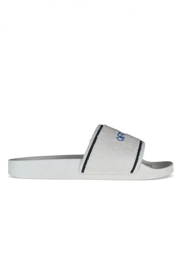 Off-White Terry Towelling Slides With Logo Detail