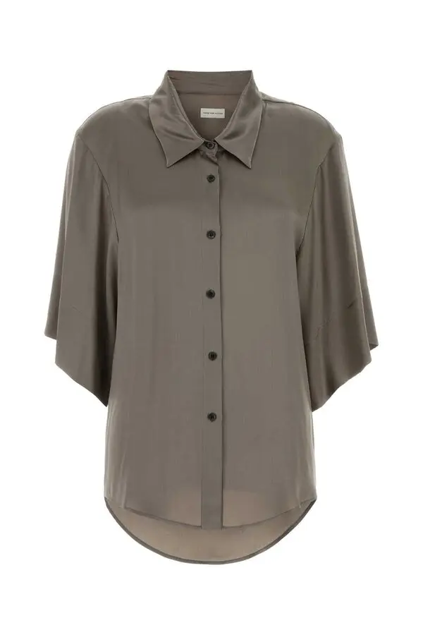 Dries Van Noten Grey Satin Shirt - Gray
