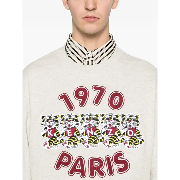 Kenzo 1970 Paris" Graphic Embroidered Crew Neck Sweatshirt