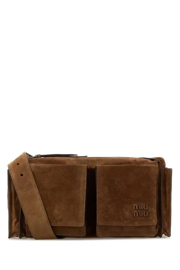 Miu Miu Suede Utilitarian Crossbody Bag - Brown