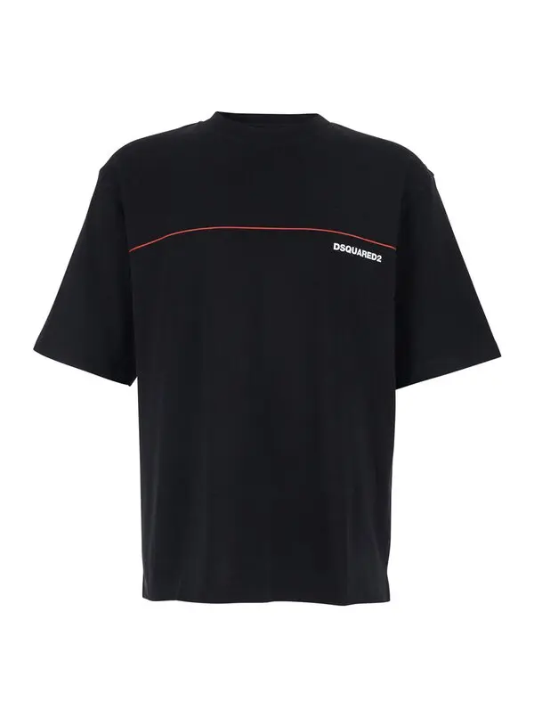 Dsquared2 Crew Neck T-shirt With Logo On The Front In Cotton For