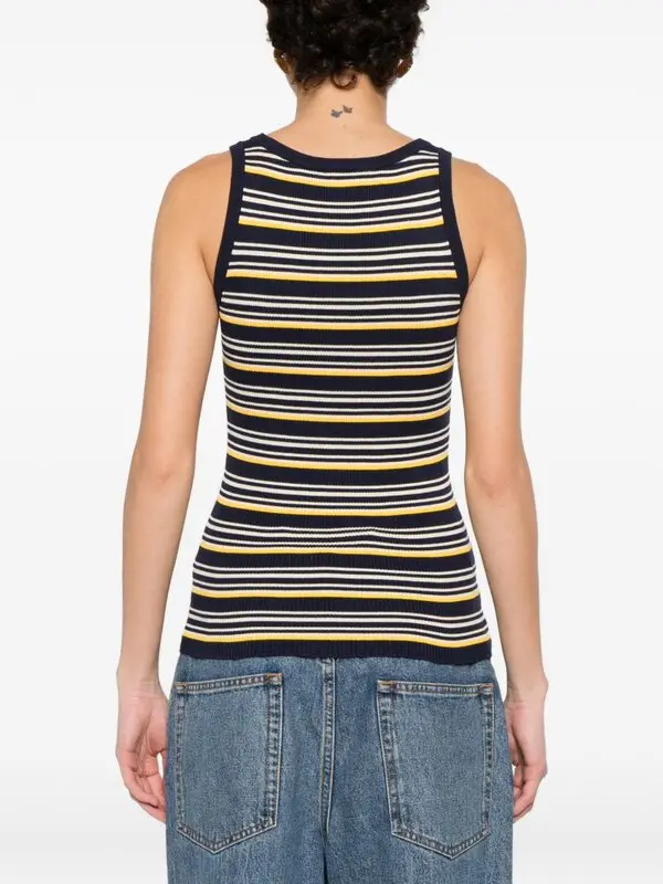 Miu Miu Striped Cotton Ribbed Tank Top - Multicolor