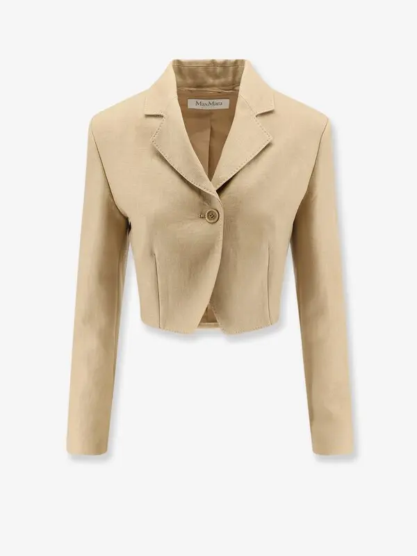 Max Mara Linen Cropped Blazer - Multicolor