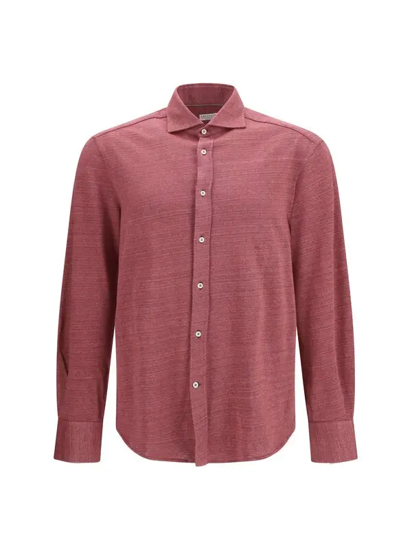 Brunello Cucinelli Linen And Cotton Knit Shirt - Pink