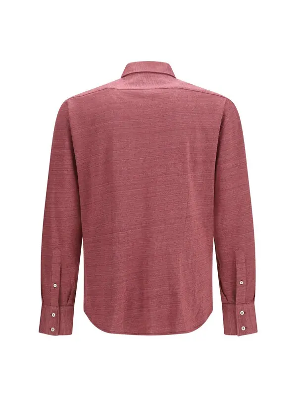 Brunello Cucinelli Linen And Cotton Knit Shirt - Pink