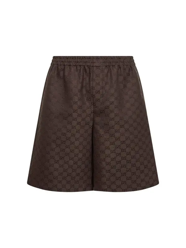 Gucci Gg Monogram Linen Blend Shorts - Multicolor