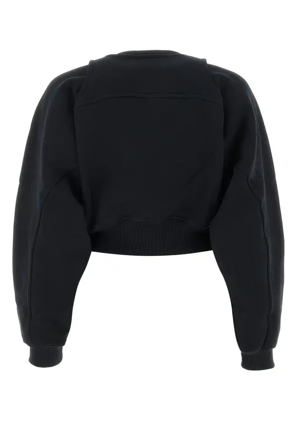 Off-White Cropped Sweatshirt With Logo Detail - Black