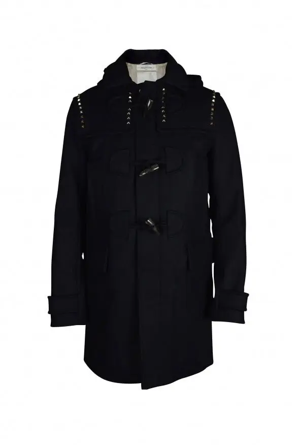 Valentino Garavani Rockstud Untitled Hooded Duffle Coat - Black