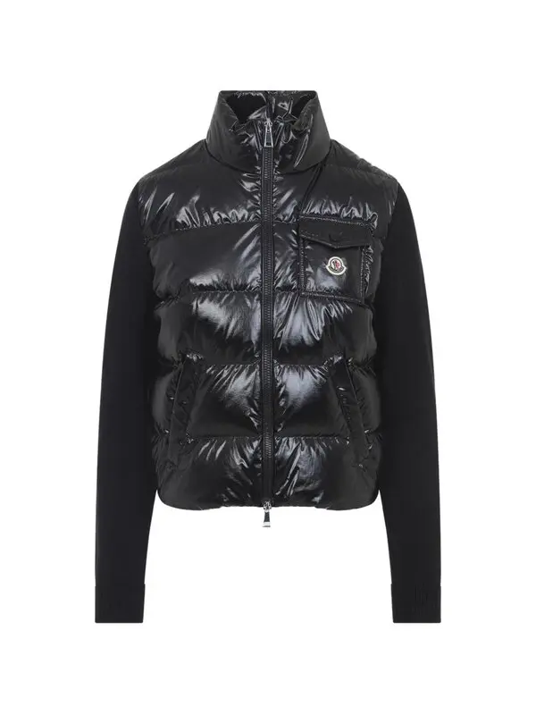 Moncler Padded Cardigan With Chest Logo Patch - Multicolor
