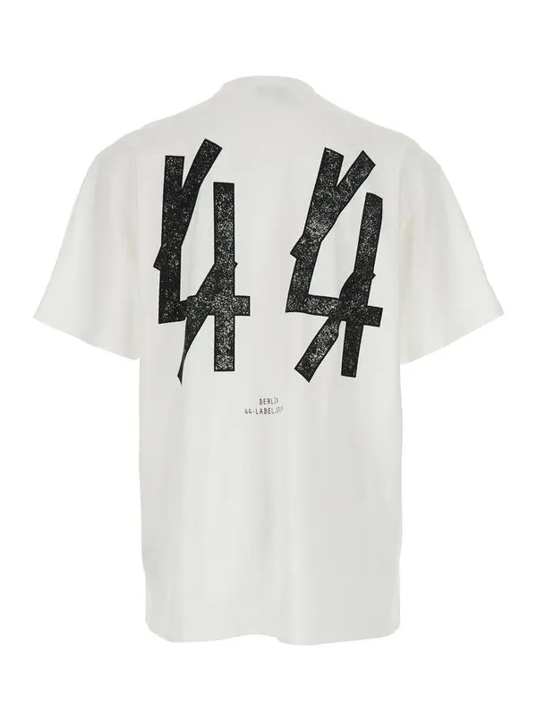 44 LABEL GROUP Crew Neck T-shirt With Logo On The Front And Maxi Logo On The Back In Cotton For - White