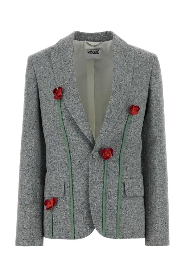Moschino Silk Blend Blazer - Gray