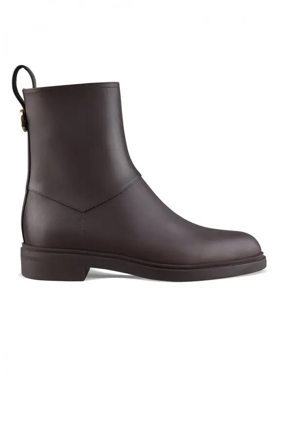 Loro Piana Kilda Leather Boots With Gold Detail - Brown