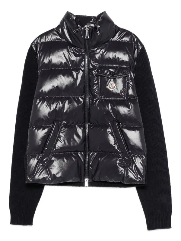 Moncler Padded Cardigan With Zipped Closure And Logo Patch - Multicolor